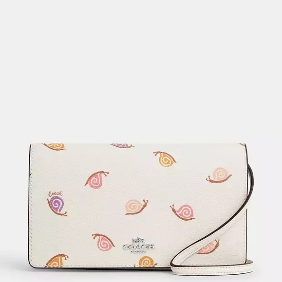 Coach | Bags | Coach Anna Foldover Clutch Crossbody With Snail Print ...